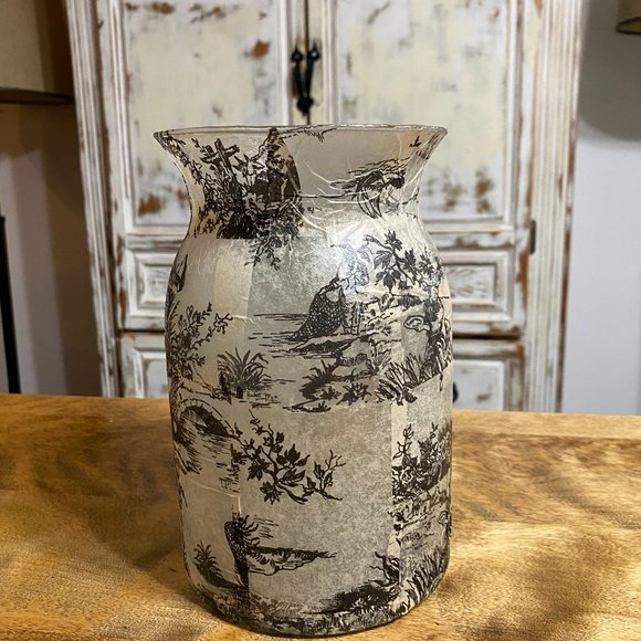 Hand Crafted | Accents | Black Toile Vasevasesdecoupage Vasehome Decor ...